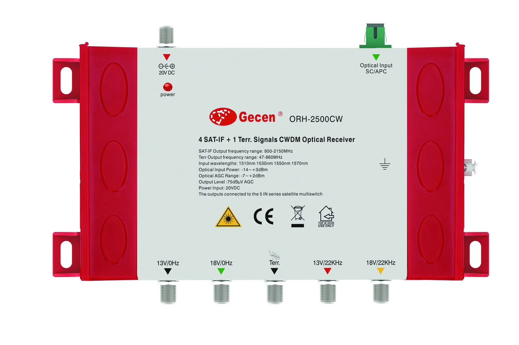 Gecen Ftth Quad Optical Receiver With Cwdm And Agc Model Orh-2500cw ...