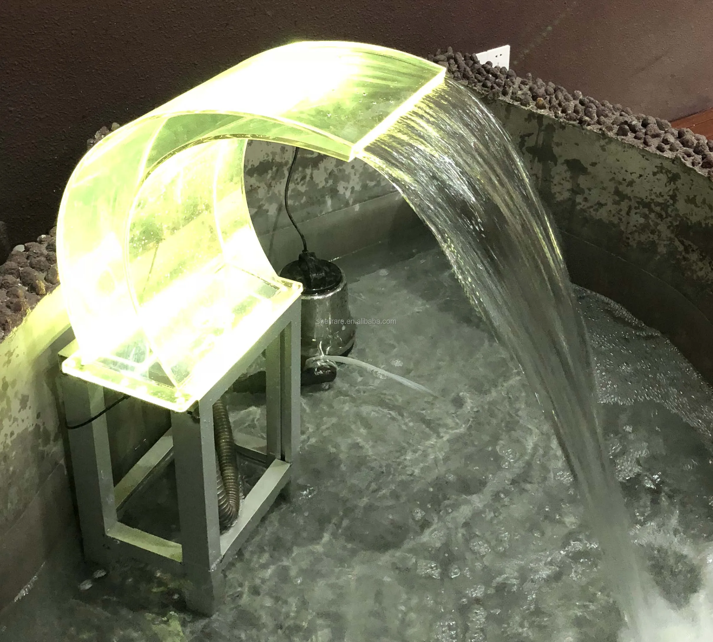 Led Light Acrylic Waterfall Spillway For Interior Decorative Waterfall ...