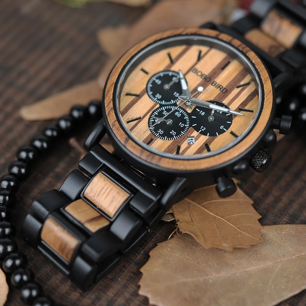 BOBO BIRD Top Brand Watch Men - Wooden Chronograph Timepieces