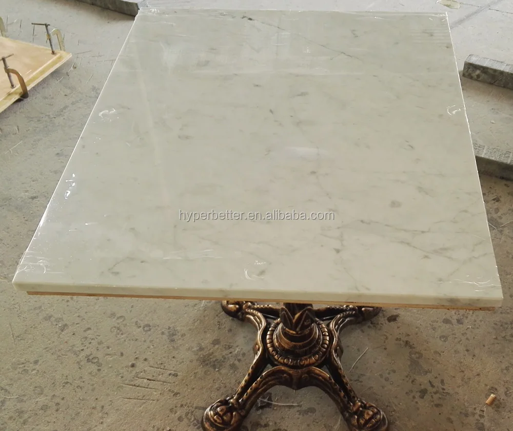 Affordable Square Bistro Marble Table With Carrara Marble Table Top And ...