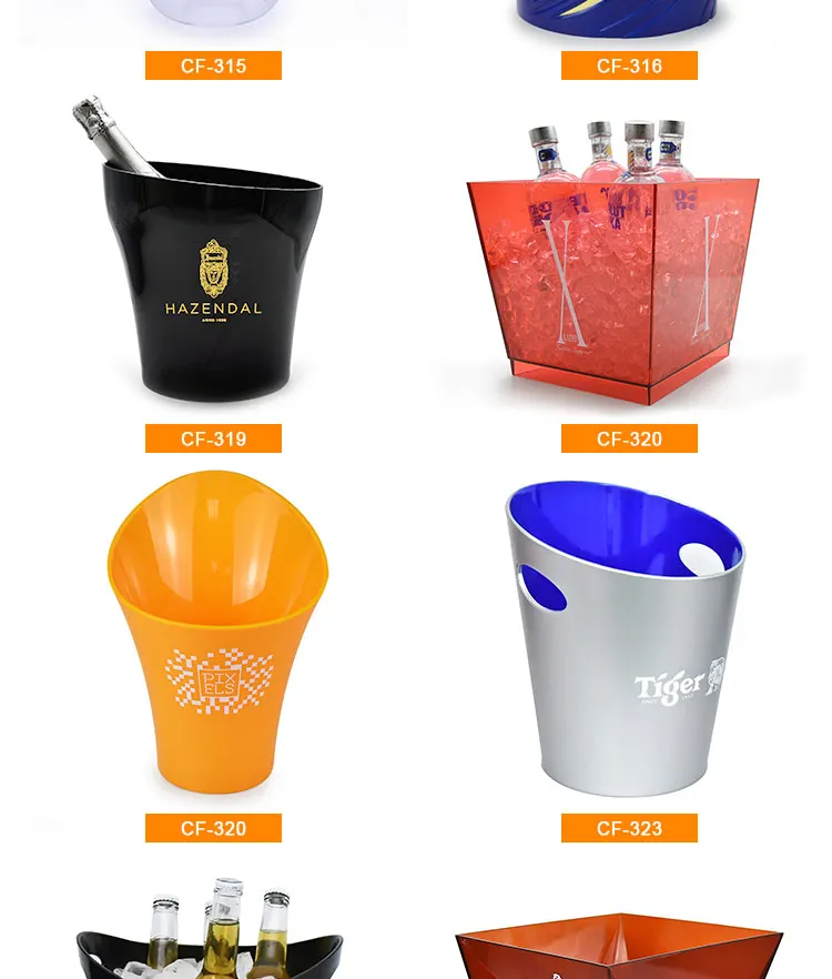 Custom Vodka Bottle Champagne Beer Led Ice Bucket Plastic Acrylic Wine ...