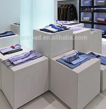 Wooden Clothes Display Cube Painted In White For Garments Shop Display ...
