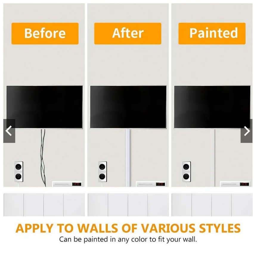 White Cable Management Channels Paintable Cord Management System - Cord ...