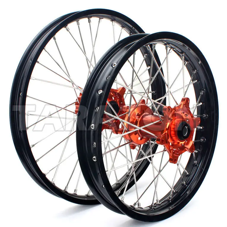 21"19" Black Rim Orange Hub Motocross Spoke Wheel Set For Ktm 250sxf 06 ...