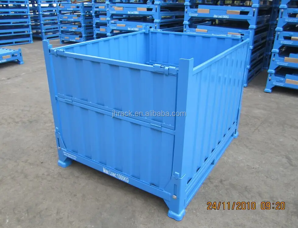 Collapsible and Stackable Warehouse Storage Steel Pallet Box Folding ...