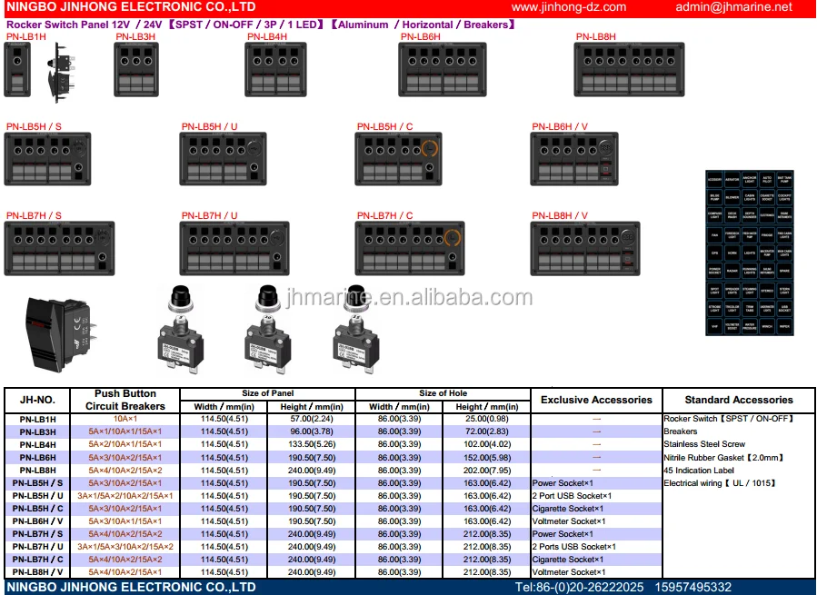 10 Gang Rocker Switch Panel - Marine Electric Control