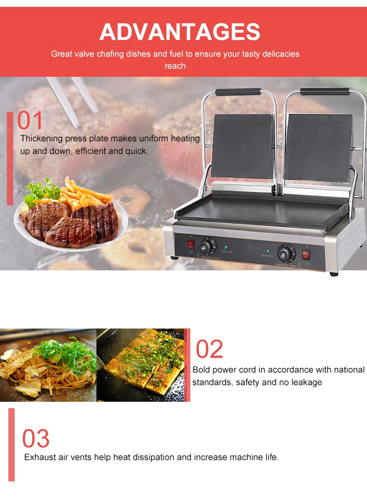 Eg-813a Dual High-efficiency Hot Plate Grill Non-stick Panini Snack ...