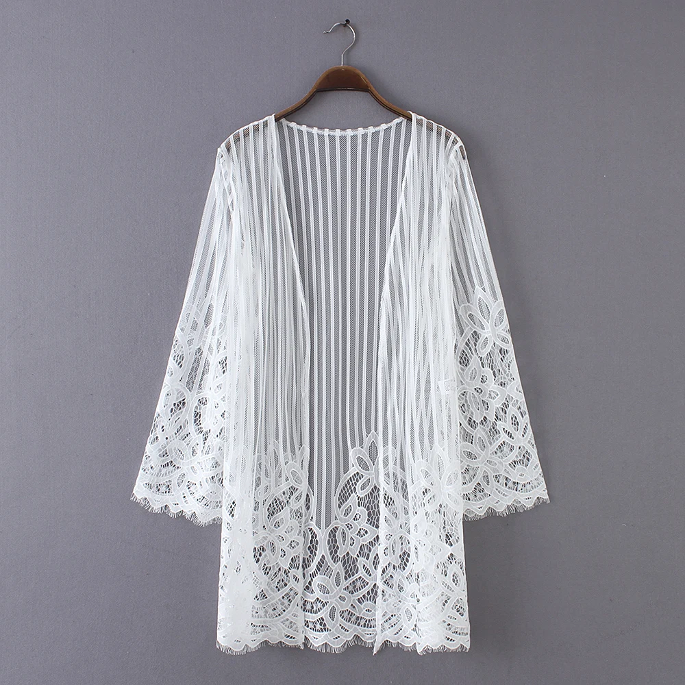 Women's Lace Beach Cover Up Swimwear Bikini Swimsuit Coverups Cardigan ...