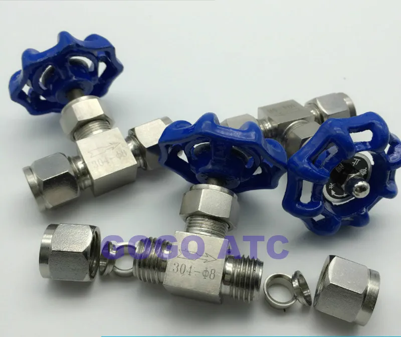 Adjustable Needle Valve O.D3 4 6 8 10 12 14 16mm Hard Tube Stainless ...