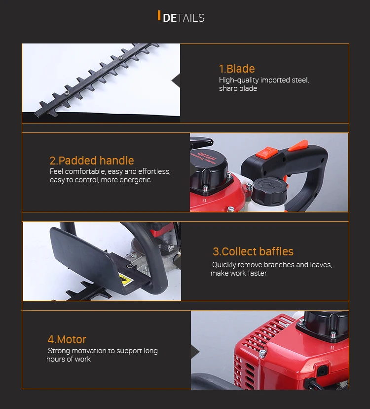 2 Stroke 0.8kw Hedge Trimmer with 22.5cc Industrial Grade Gasoline ...
