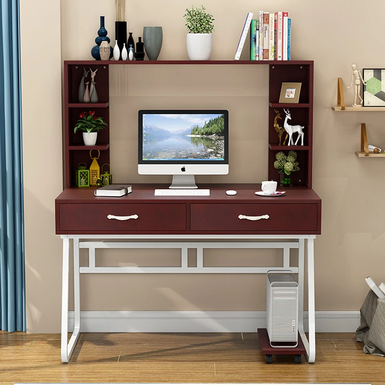 Office Furniture Desk Simple Double Student Desk With Bookcase ...