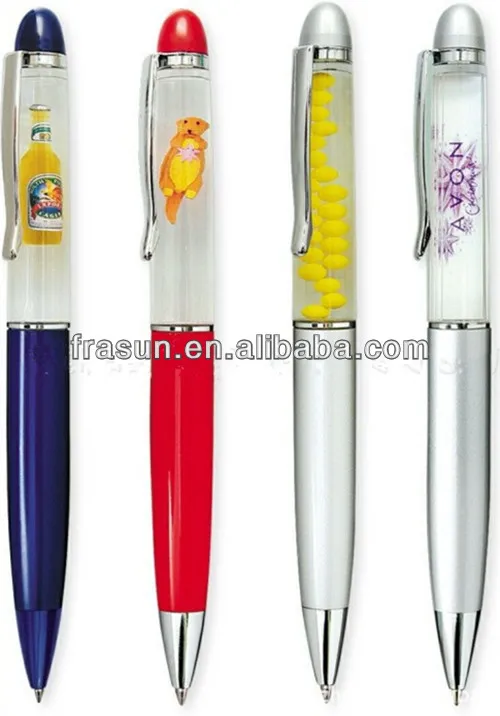 Custom Promotional Liquid 3D Floater Plastic Ball Pen
