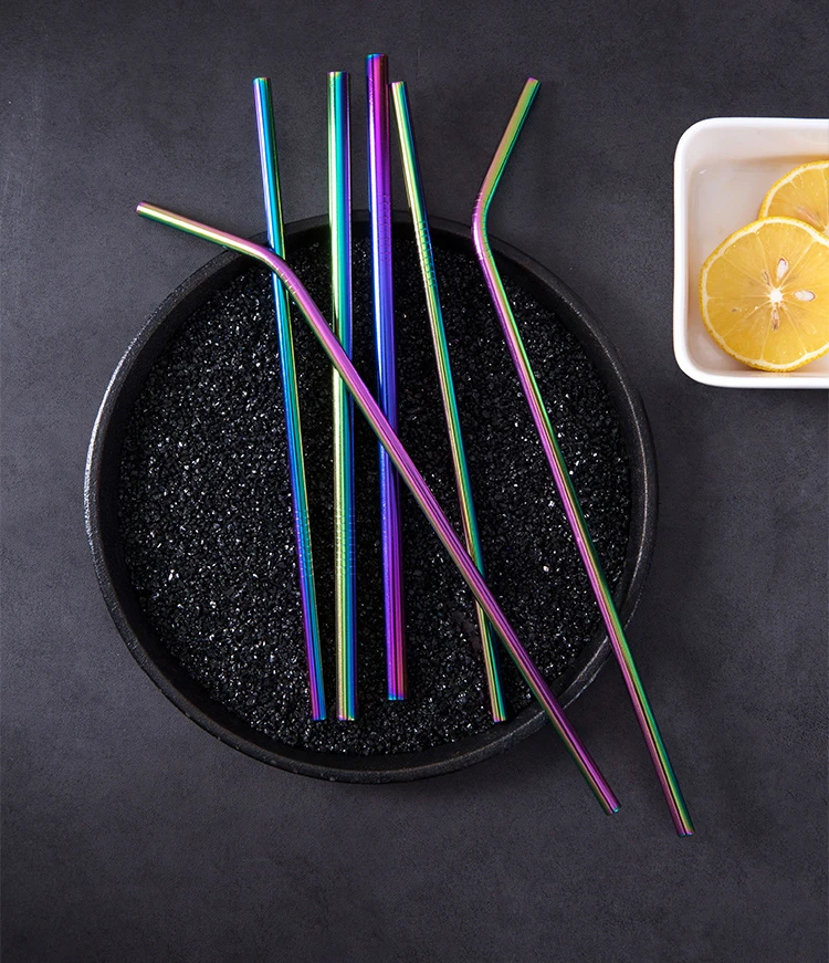 Reusable Iridescent Color Cool Drinking Straw Wholesale Bent Stainless ...