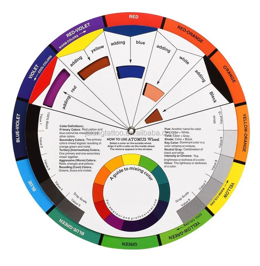 Tattoo Ink Color Wheel Table Permanent Tattoo Makeup Accessories Micro ...