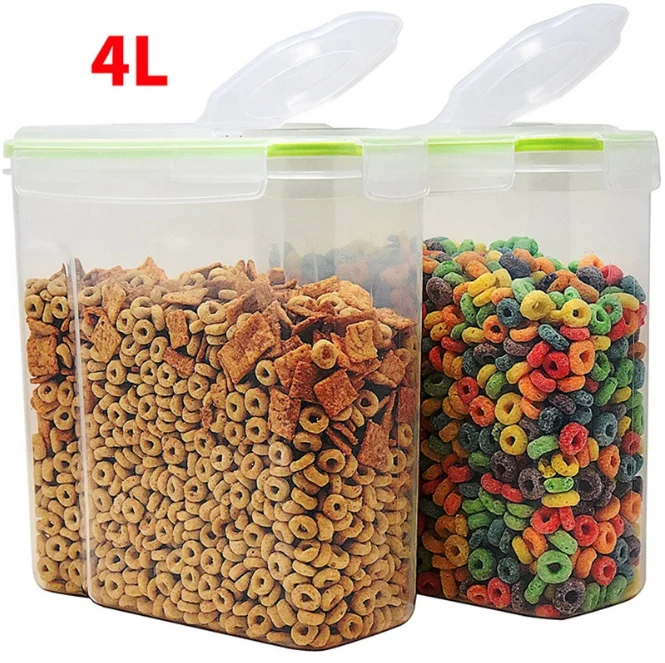 Plastic Cereal Container Dispenser Airtight Watertight Cereal Keeper ...