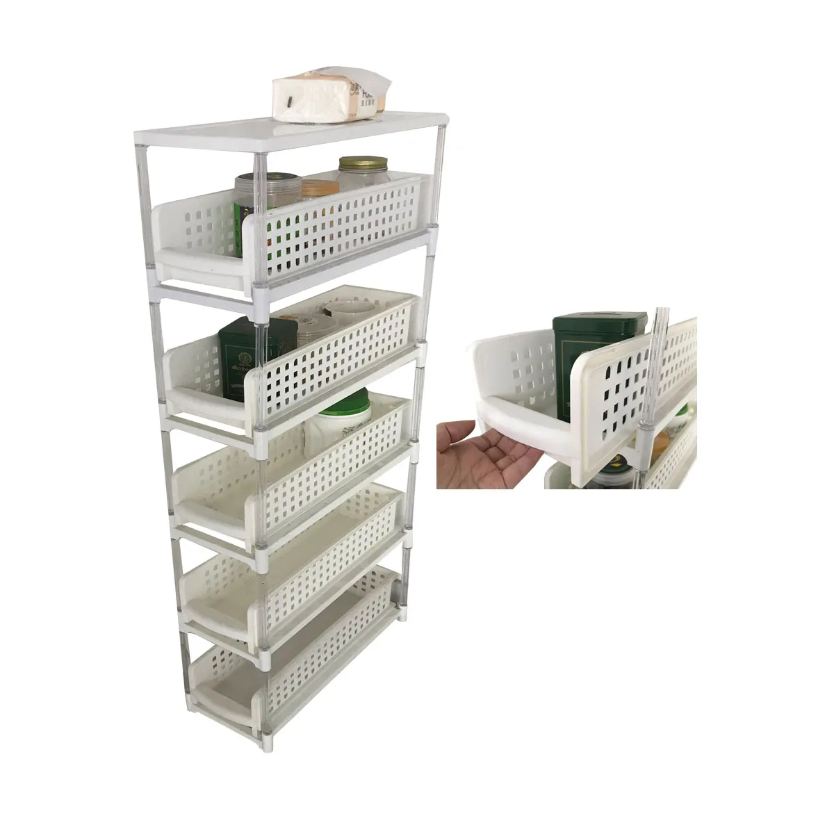 Multipurpose And Versatile 5 Tier Slim Side Rack Shelf With Lid - Buy ...