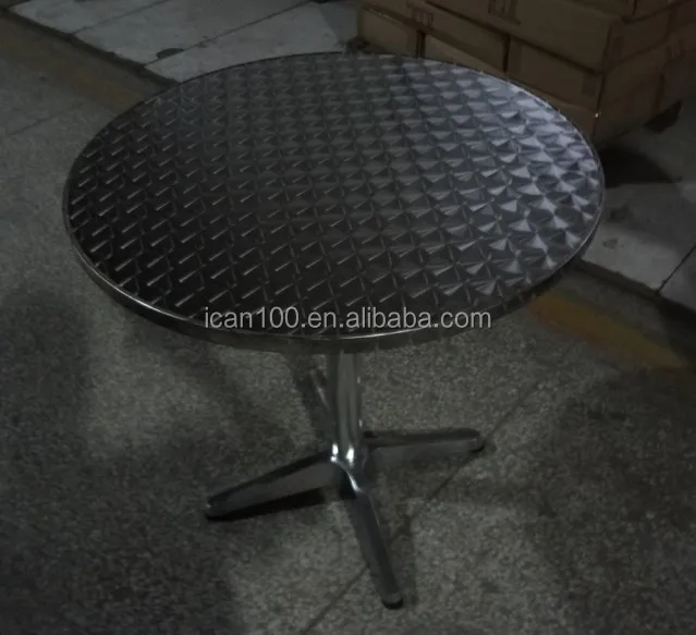 Minimalist Outdoor Folding Metal Bar Tables - Stainless Steel