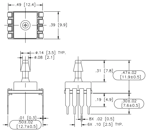 Ms4525 Pcb Mounted Barbed Pressure Ports Pressure Transducers - Buy ...