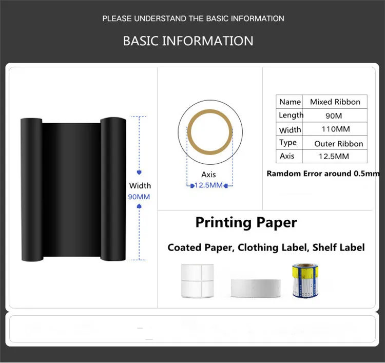 Thermal Transfer Label Printer Carbon Ribbon Wax Resin Ribbon Printing ...