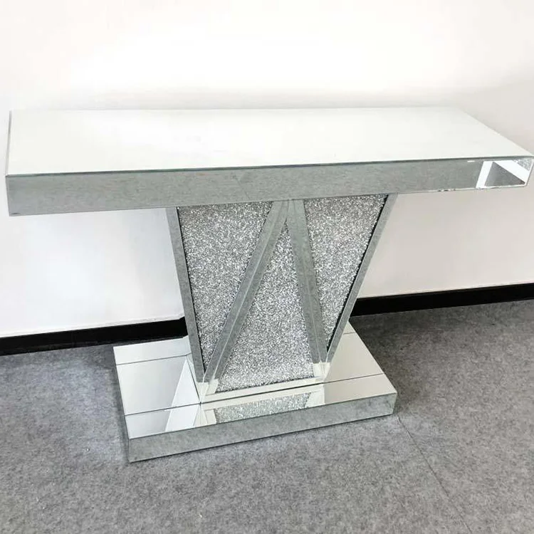 Crushed Diamond Console Table - Luxury Mirrored Furniture