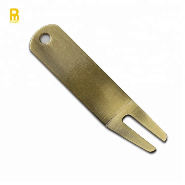 Pin Mei Custom Laser Engraving Logo Metal Bent Fork Golf Repair Divot Tool