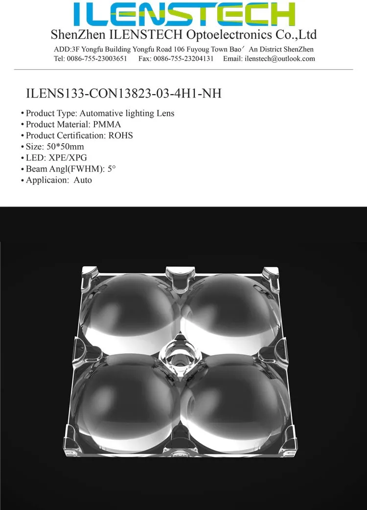 ILENS133-CON13823-03-4H1-NH LED Lens - 50x50mm Fresnel