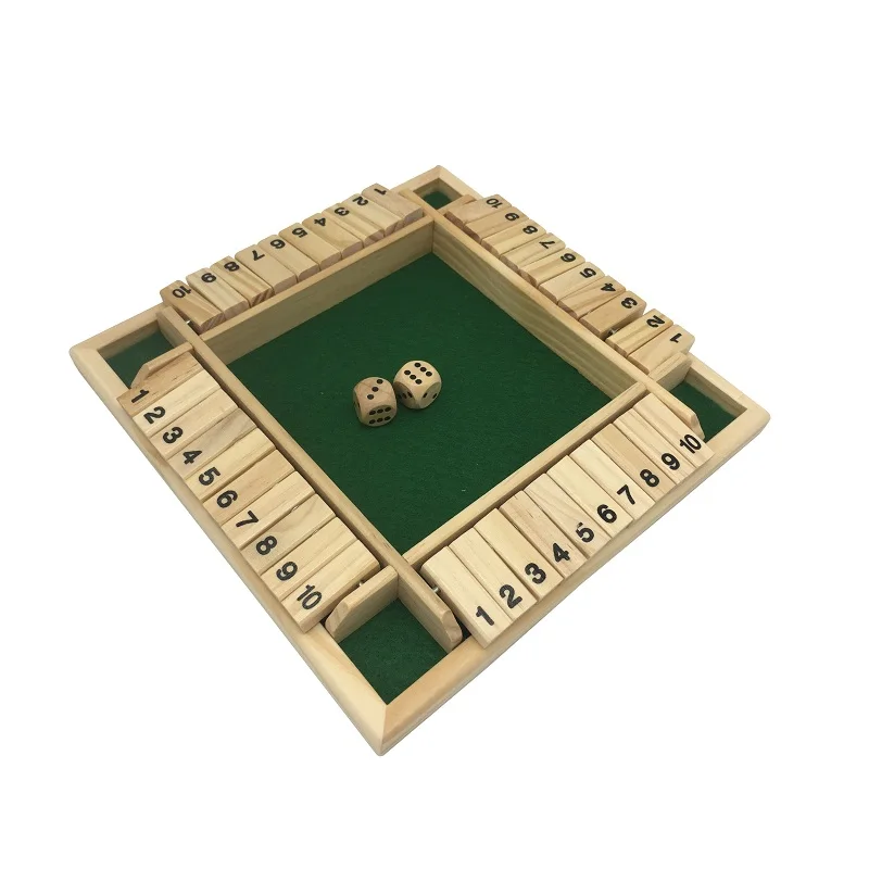 4 Player Shut the Box Board Game - 4 5 6 Dice Game