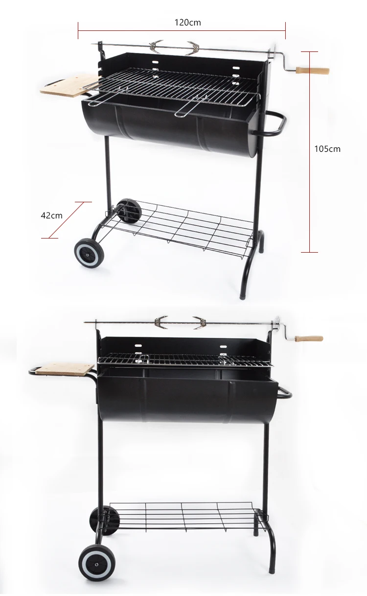 Multifunction Braai Trolley Rotate Bbq Charcoal Grill With Skewer - Buy ...
