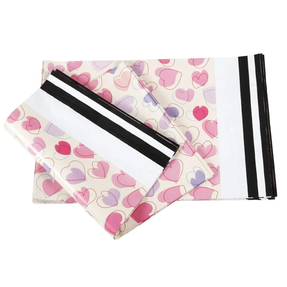10x13 Inch Pink and Gold Sweet Heart Designer Poly Mailers Shipping ...