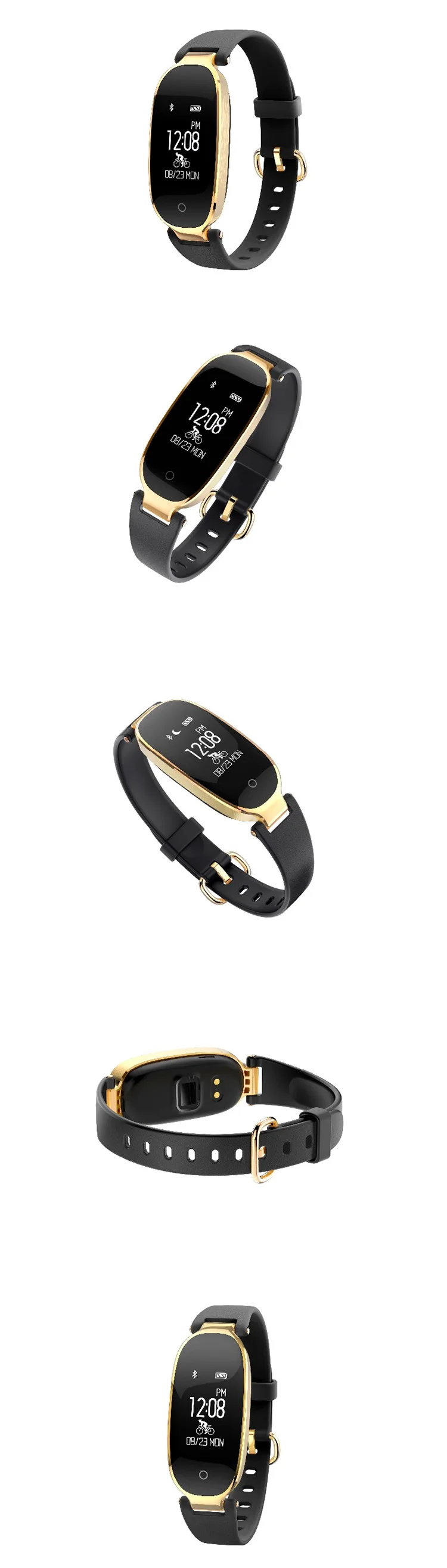 Fashion Rose Pink Color Lady Women Smart Bracelet S3 Heart Rate Smart ...