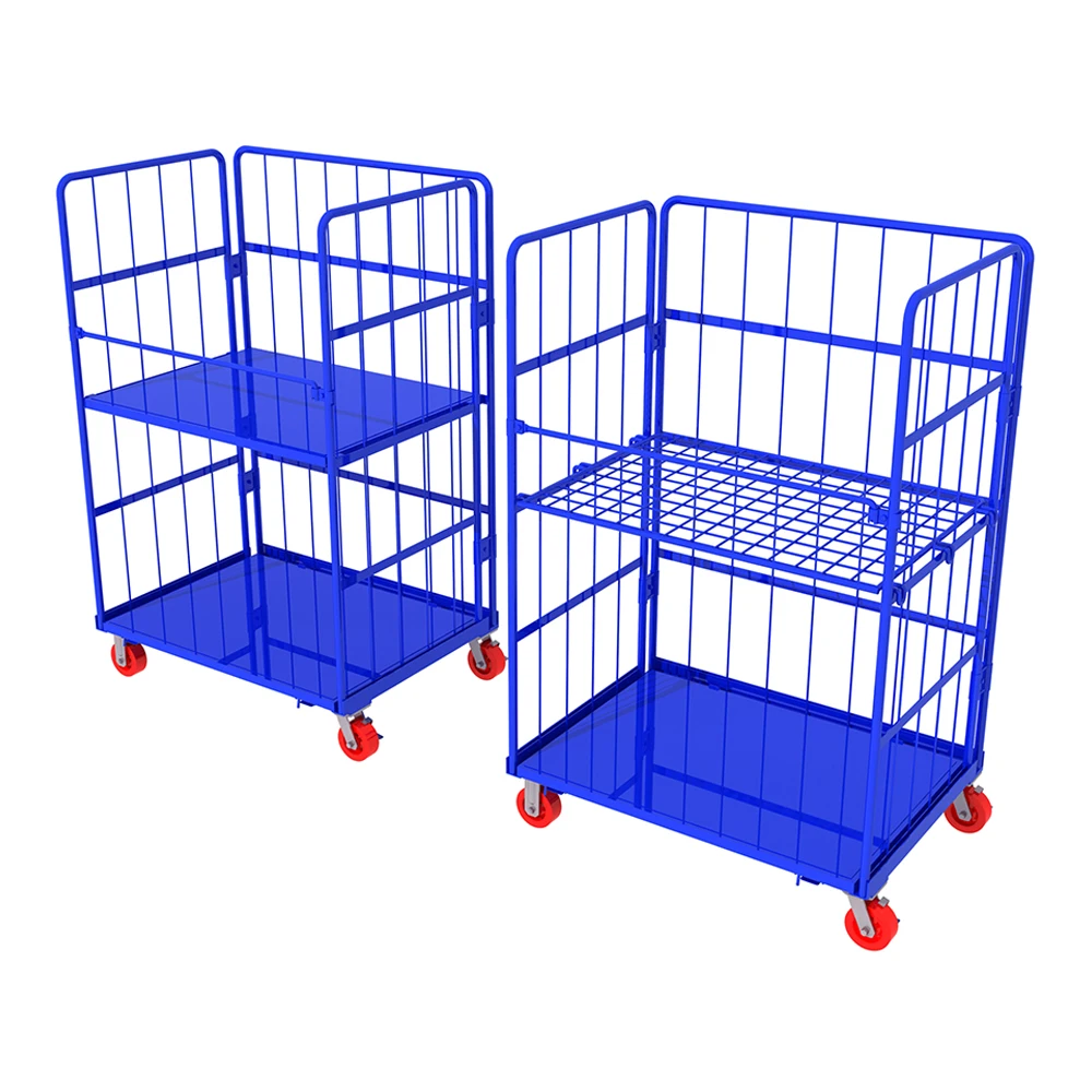 Galvanized Foldable Stacking Warehouse Rolling Cage Steel Cart - Buy ...