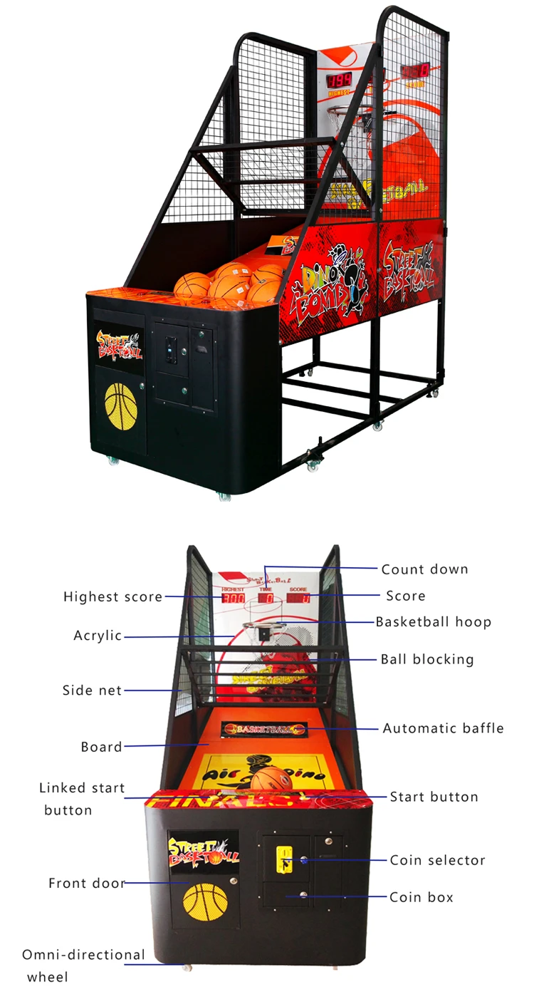 Coin Operated Basketball Game Machine Arcade Indoor Sports Street ...