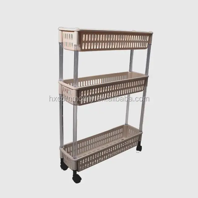 3-layers Rectangle Kitchen Corner Plastic Storage Rack With Wheels ...