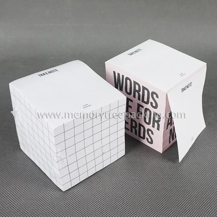 Memo Sticky Note Cube Paper Block Custom Wooden Sticky Note With Wooden ...