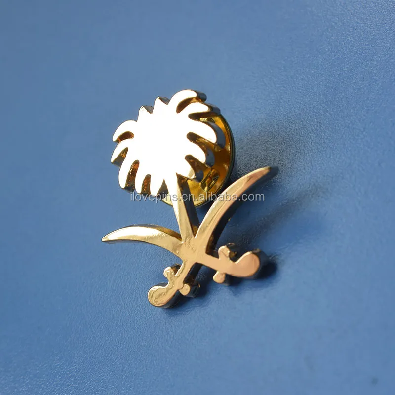 Gold Plated Cheap Magnet Badge Saudi Arabia Palm Tree Shape Metal Lapel ...