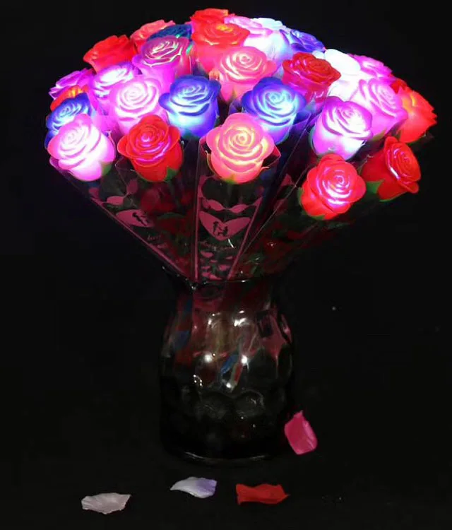 Promotional Plastic Led Rose Flower For Party Or Lovers Gift - Buy Led ...
