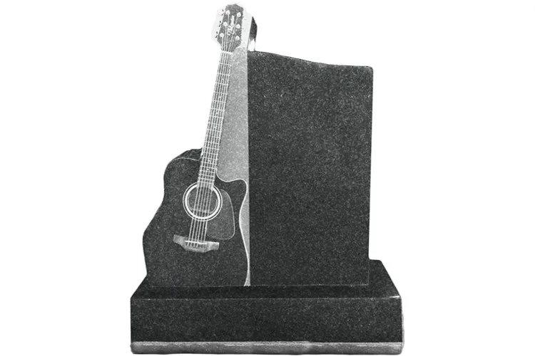 Customized Hand Carved Black Granite Guitar Headstone For Cemetery ...