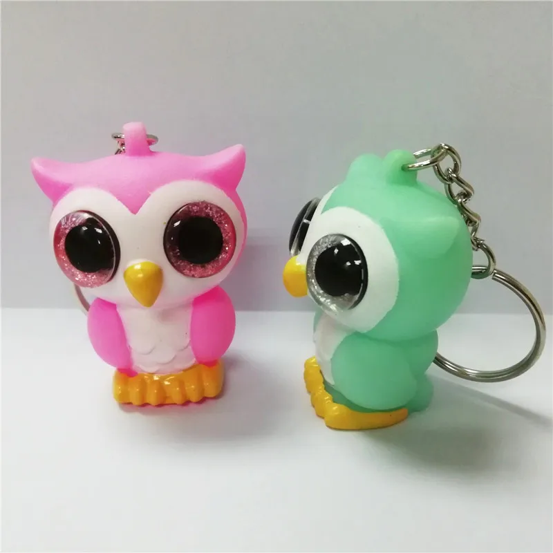 Cute Glitter Eyes Popper Animal Owl Keyring - Perfect Gift