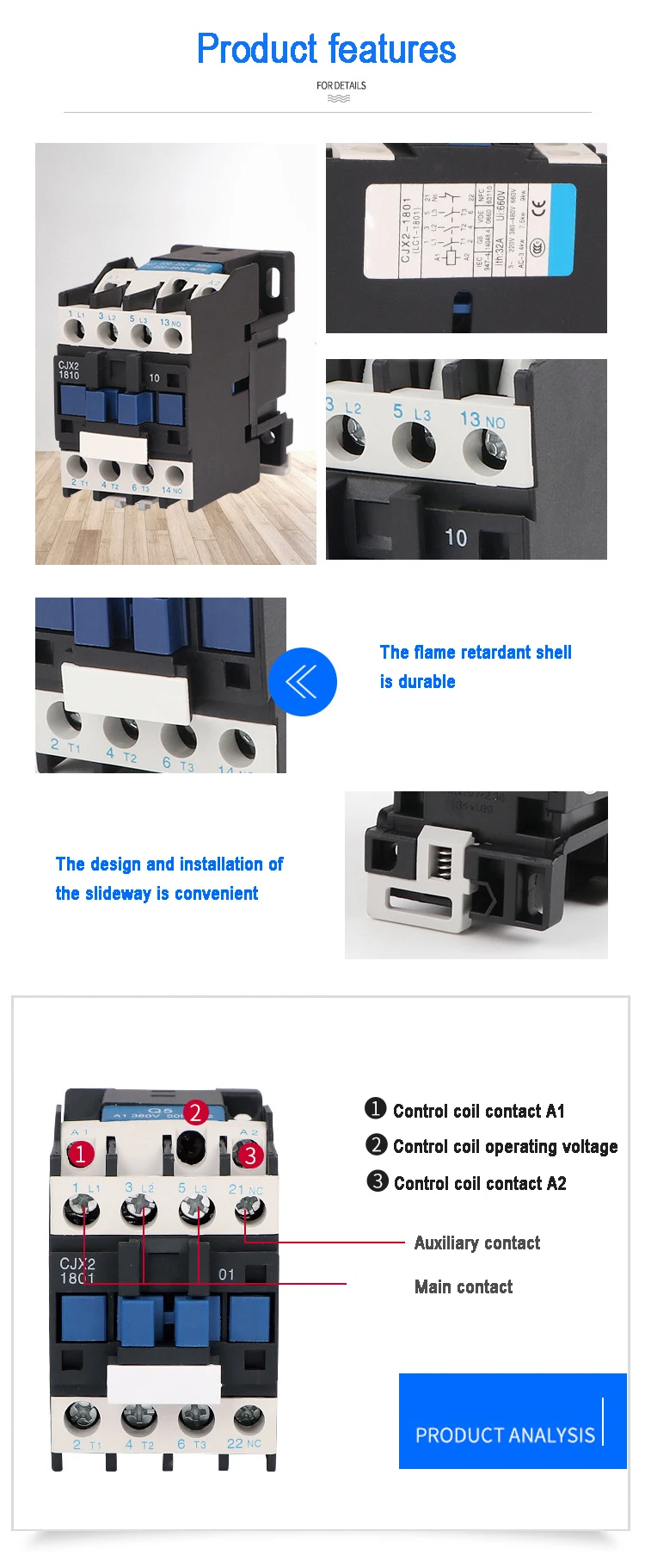 Cjx2-1810 Ac Solid State Contactor Current 18a Pure Copper Coil 220v Three Phase Contactor - Buy ...