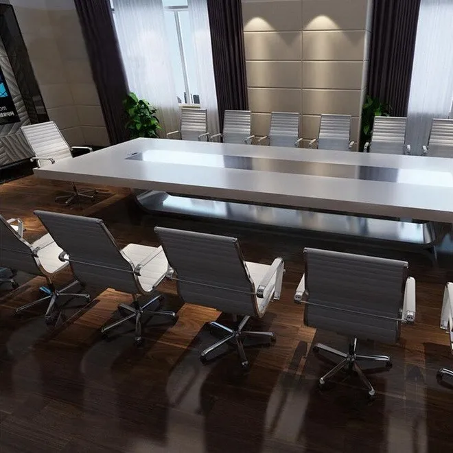 Office Furniture Artificial Stone Meeting Big Square Table Conference ...