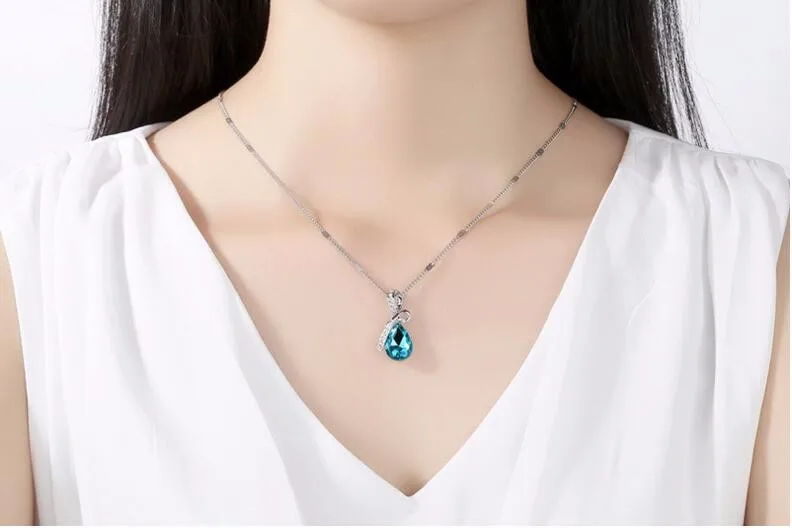 Wholesale Austrian Crystal Drop Necklace Angel Tear Necklace Free ...