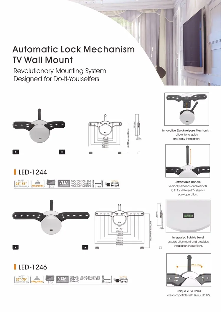 New Model Automatic Lock Mechanism Quick And Easy Installation Tv Wall ...