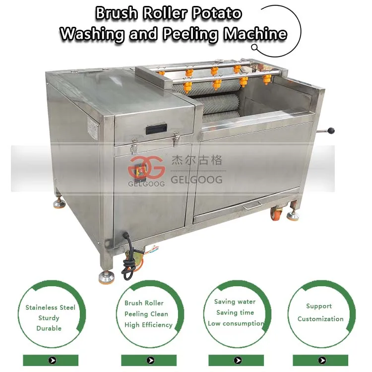 Industrial 800mm Brush Roller Carrot Potato Washing & Peeling Machine ...