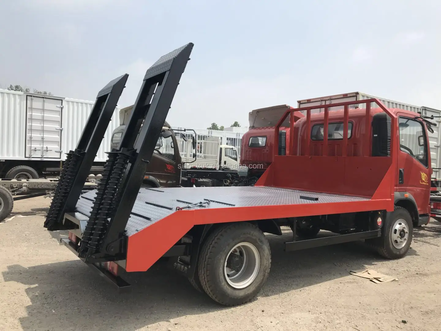 6 Wheels Howo 10t Light Flatbed Cargo/general Truck With Ramp - Buy ...