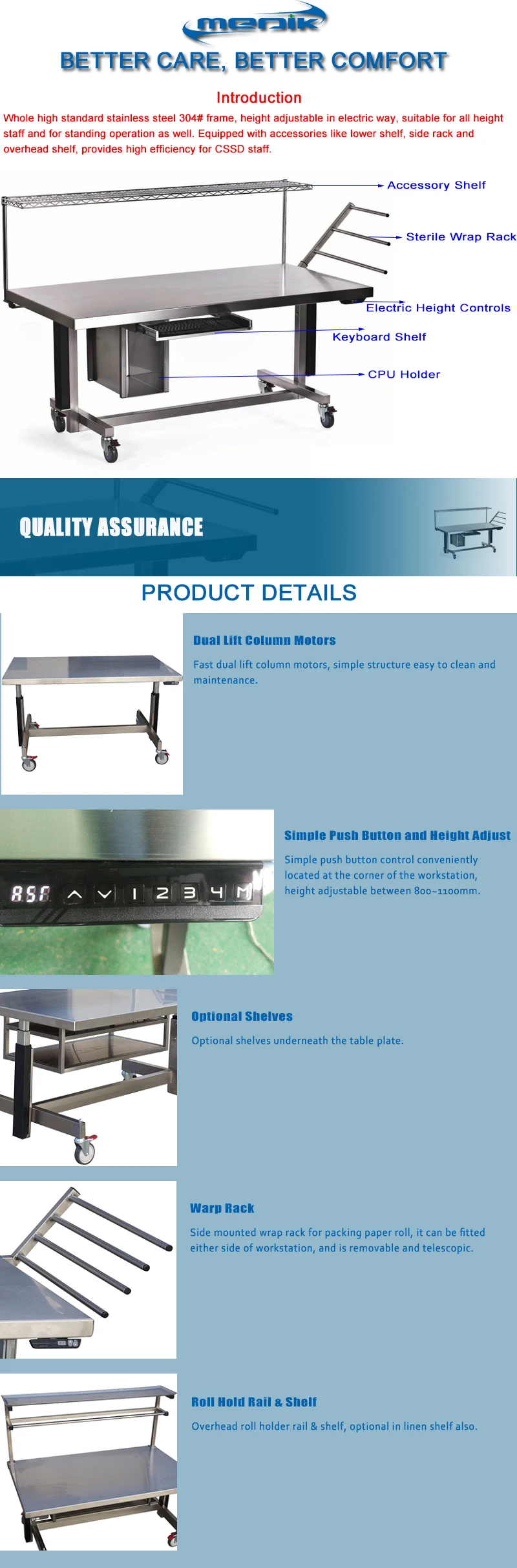 China Manufacture Cssd Hospital Lab 304# Stainless Steel Packing Table ...