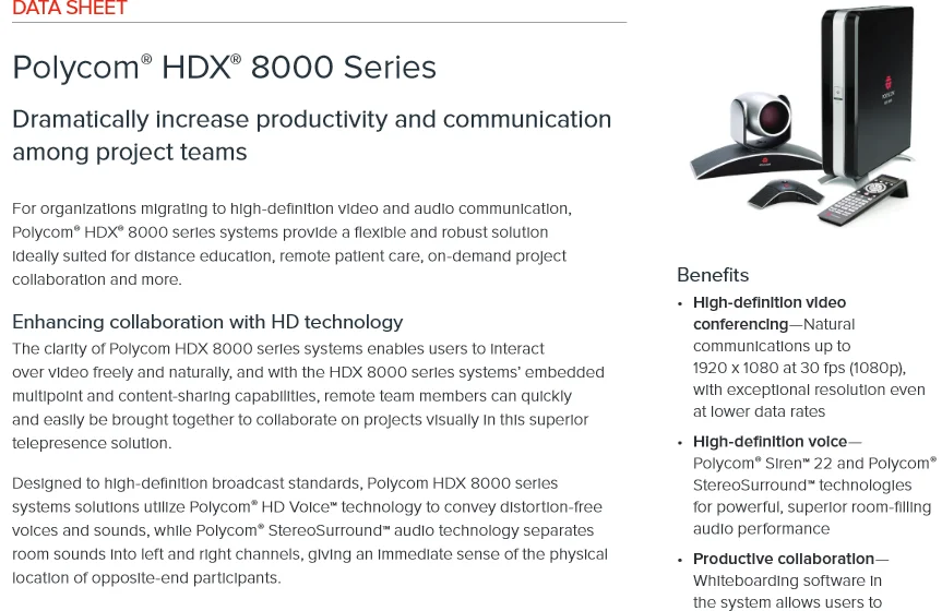 Polycom Hdx 8000 Series Telepresence Solutions Complete Video ...