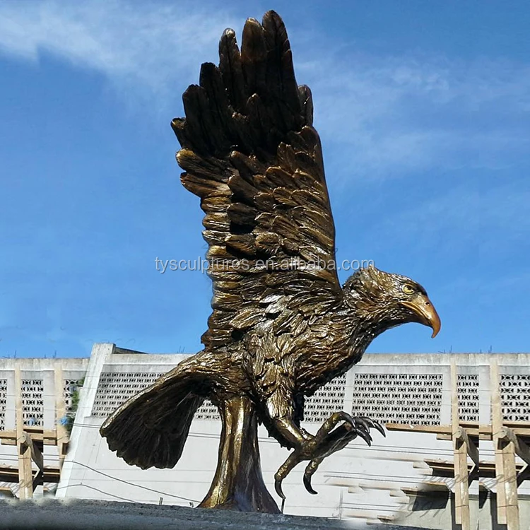 Garden Decor Cast Metal Animal Black Hawk Statue Copper Bronze Eagle ...