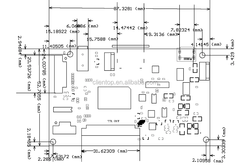 PCB800812 Small LCD Controller Board, 40/50 Pin TTL LVDS, USB Power ...