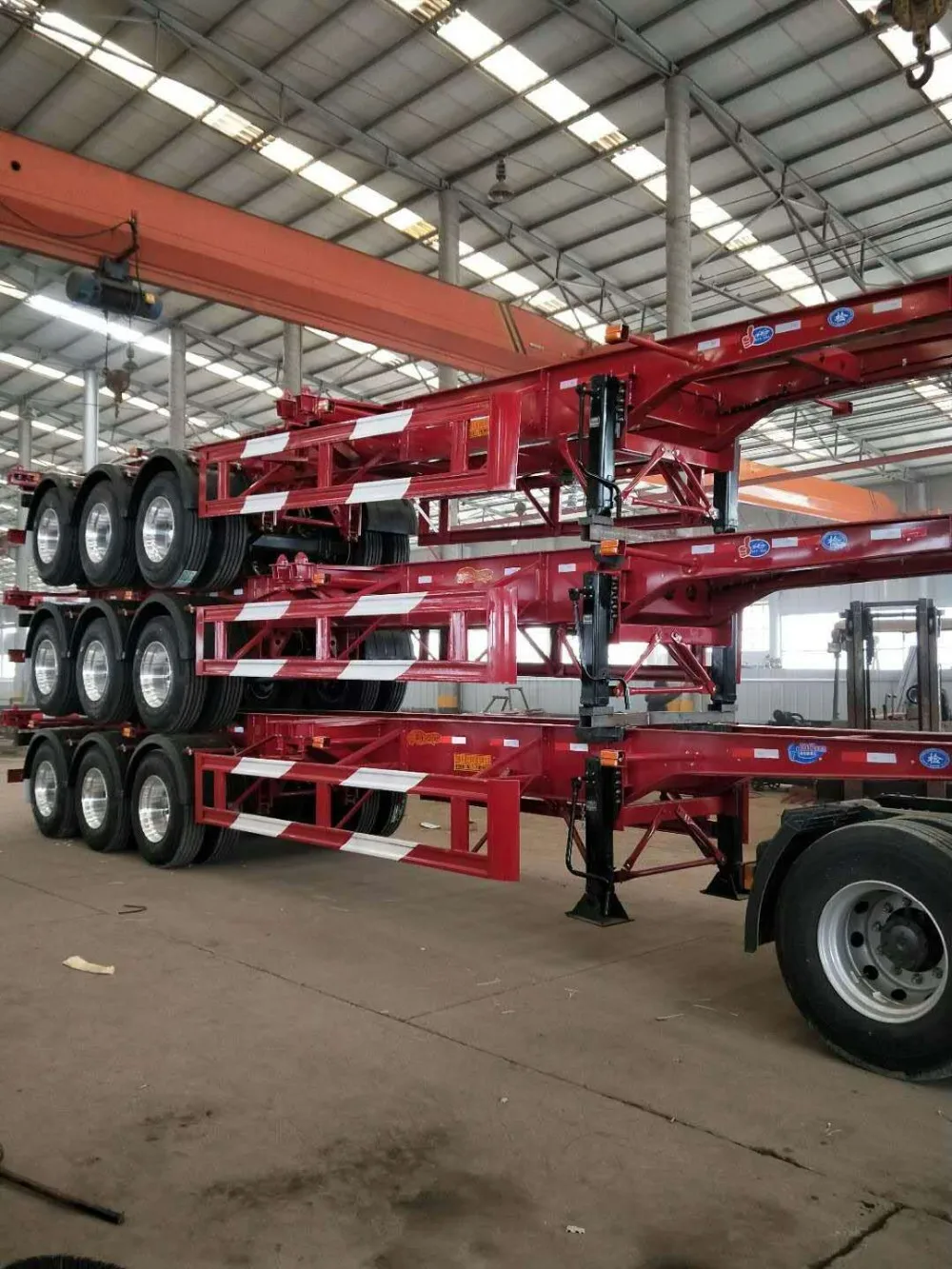 3 Axles 40ft Port Used Skeleton Semi Trailer Container Chassis Trailer ...
