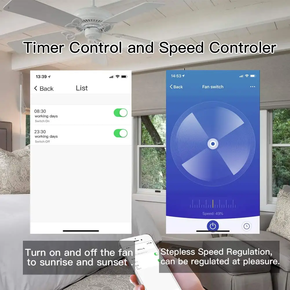 Tuya Smart Wifi Ceiling Fan Regulator Switch - Alexa Compatible